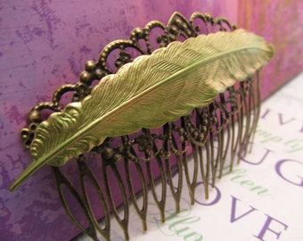 Feather Hair Comb - Etsy