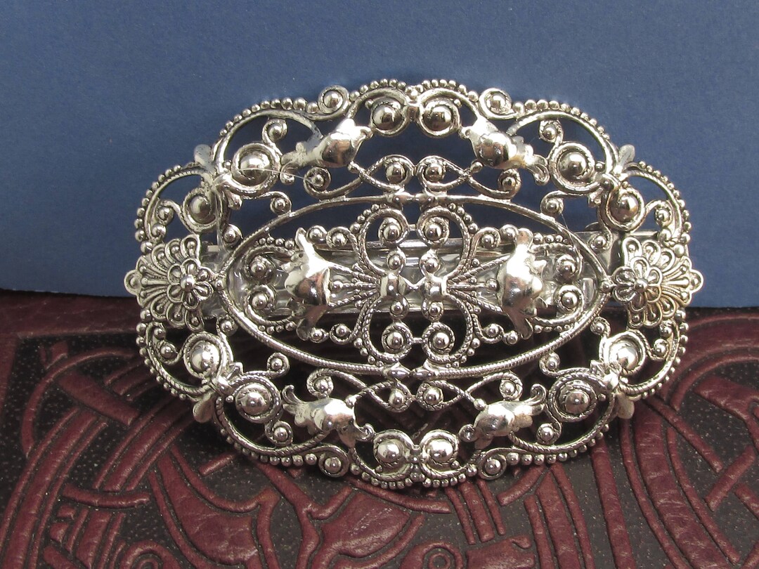 Filigree Floral Barrette: Victorian Style Bridal Hair Clip - Etsy