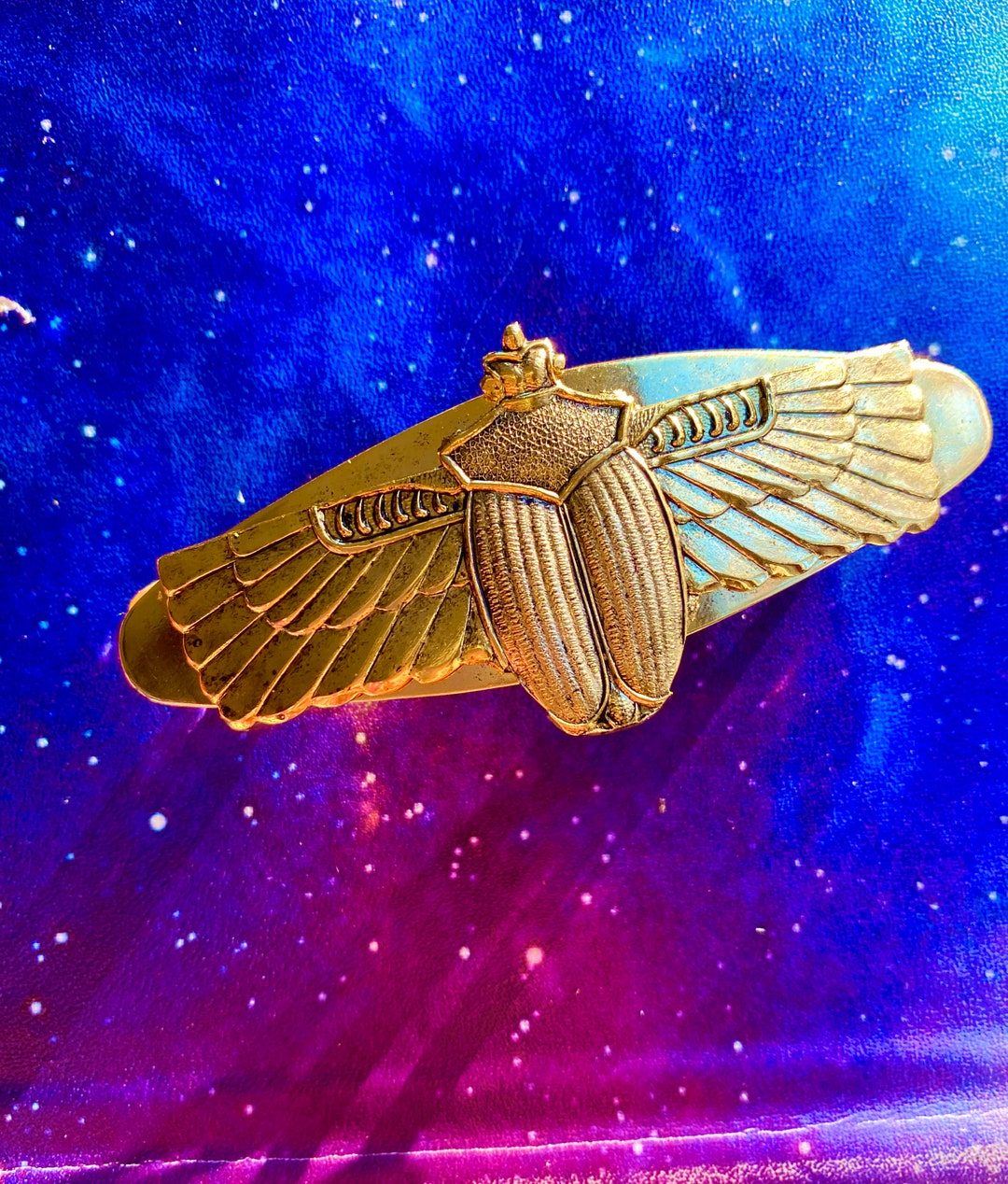 Scarab Hair Clip Art Deco Style French Back Golden Scarabs Statement ...