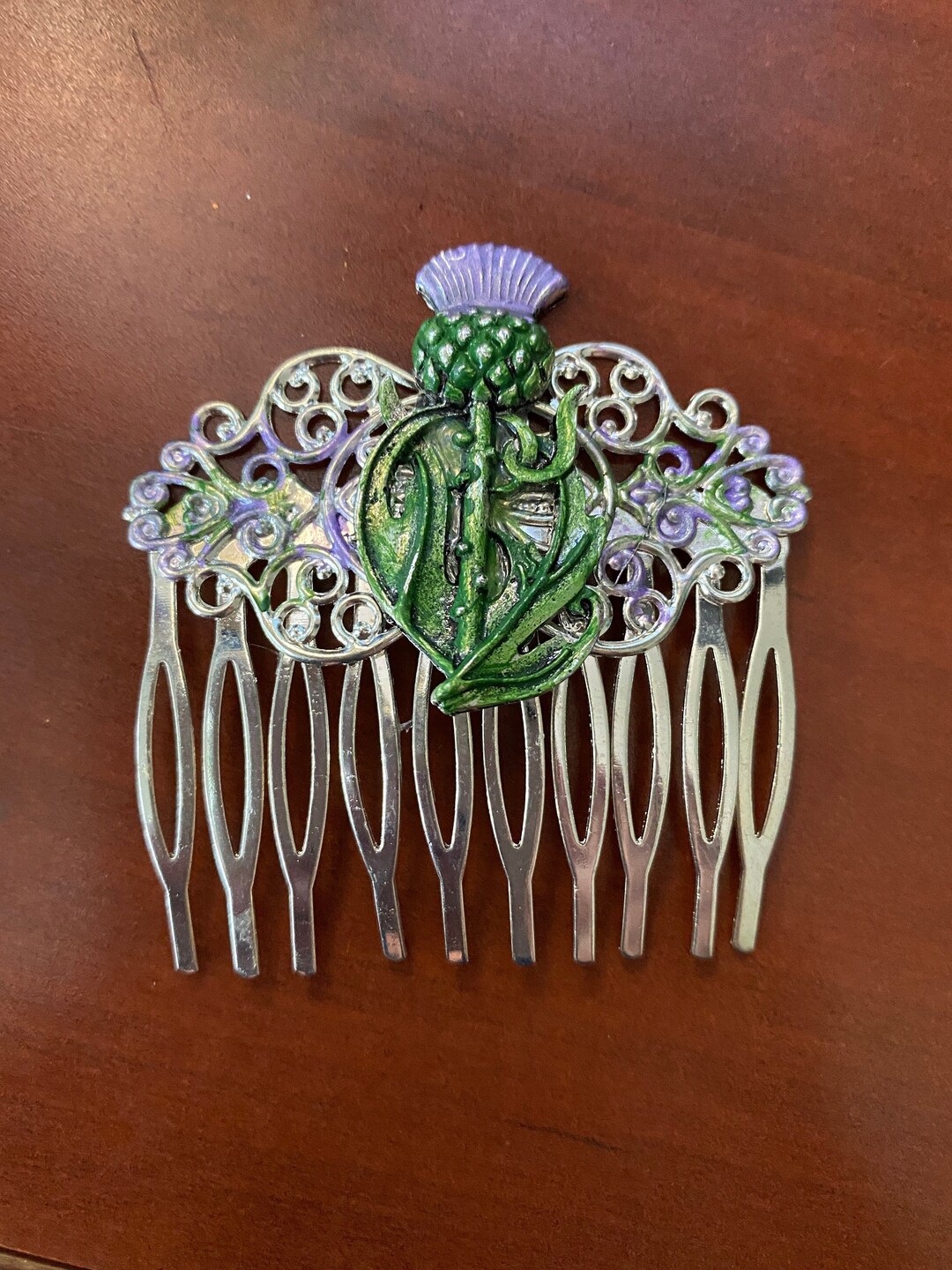 Scottish Thistle Hair Comb Decorative Hair Combs Silver Thistle Combs ...