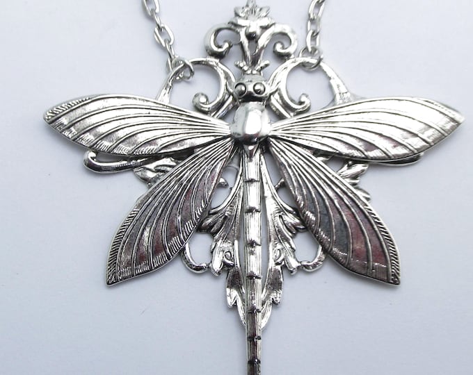 Art Deco Dragonfly Necklace Filigree Necklace Myelegantthings - Etsy
