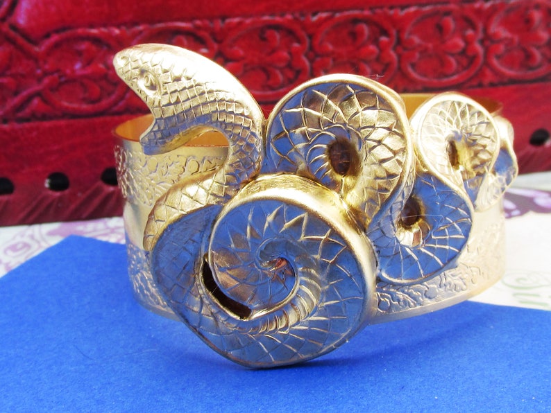 Snake Bracelet Egyptian Revival Serpent Cuff Snakes Bracelet - Etsy