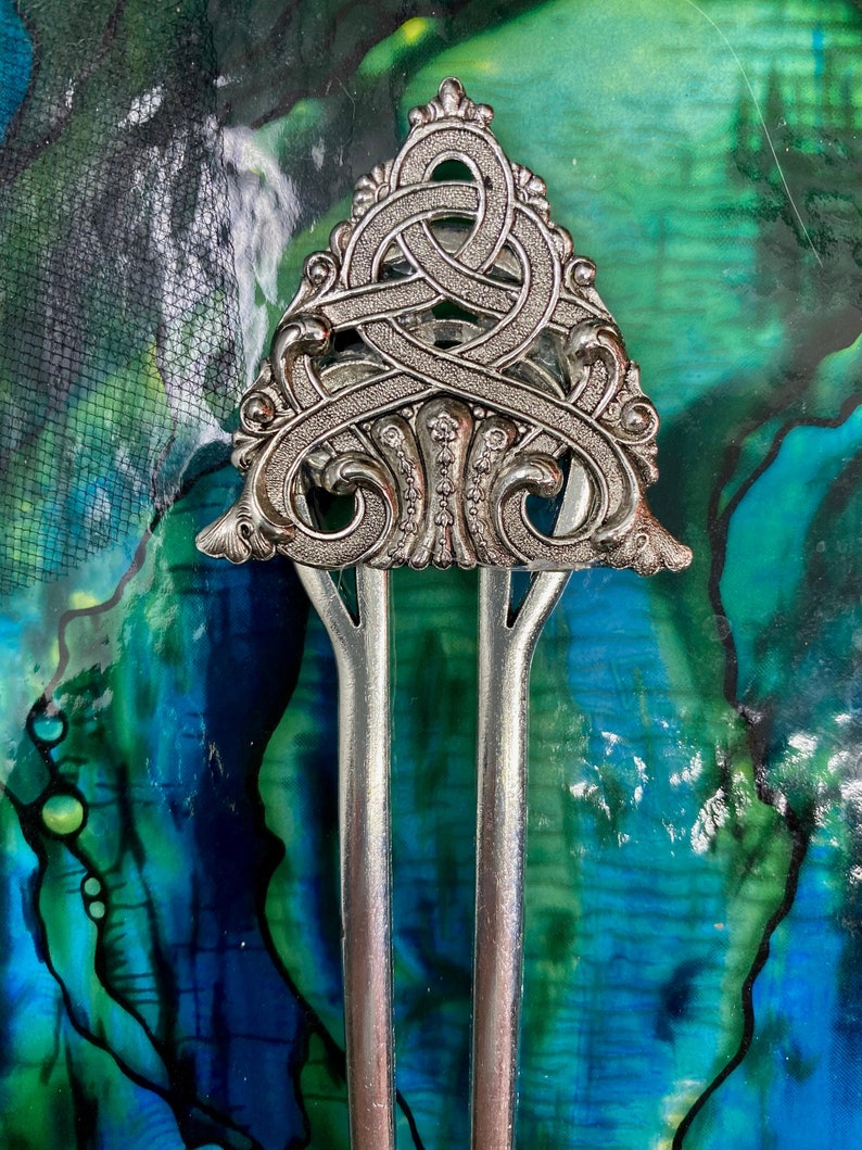 Celtic Knot Hair Fork: Silver Plated Bridal Hair Comb - Etsy