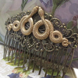 Double Snake Hair Comb Bronze Serpent Hair Accessories Two - Etsy