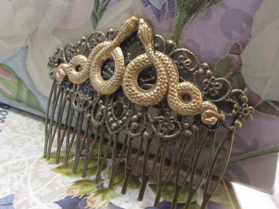 Black Snake Hair Comb Double Serpent Hair Accessories Two | Etsy