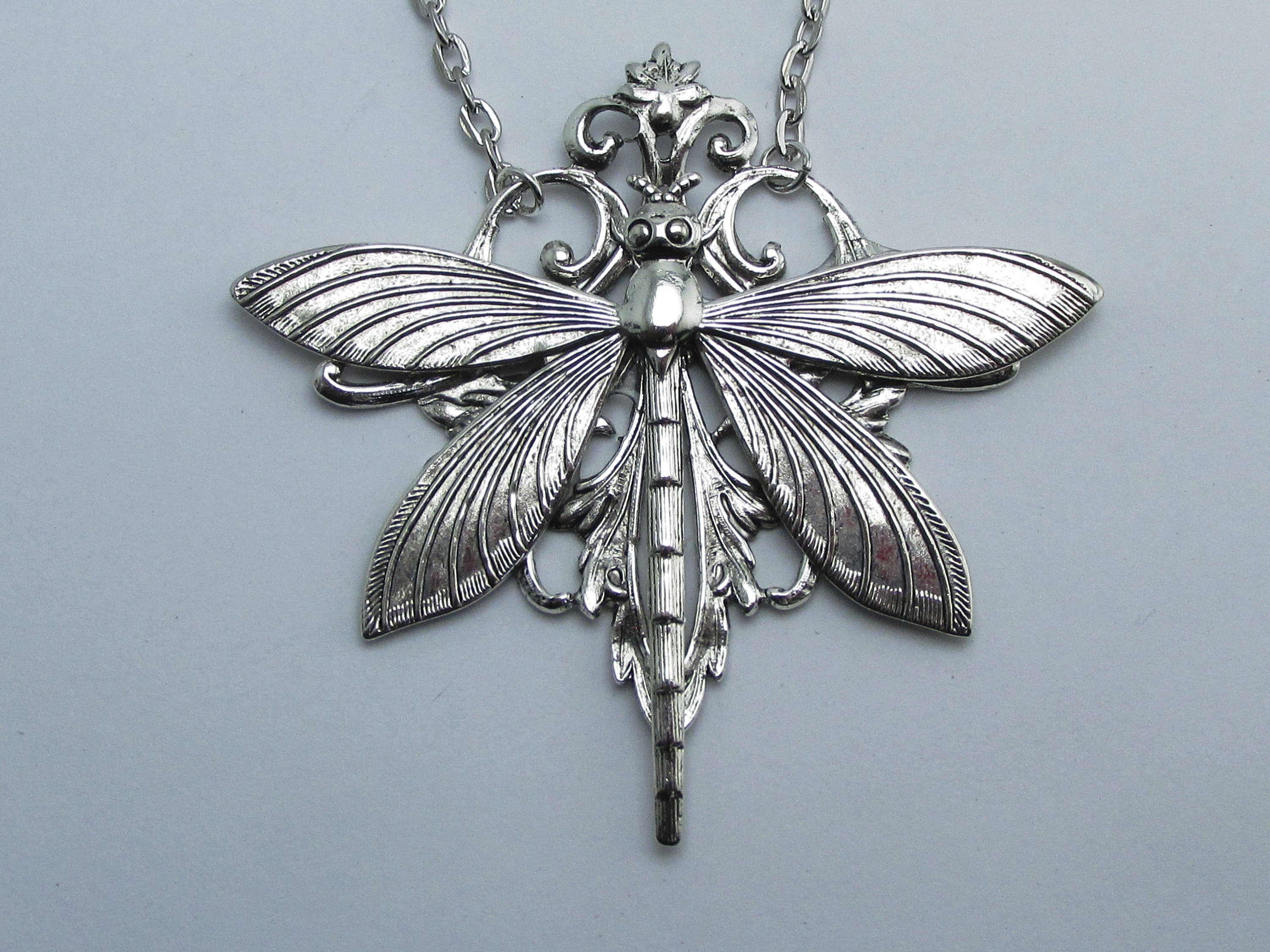 Art Deco Dragonfly Necklace Filigree Necklace Myelegantthings | Etsy