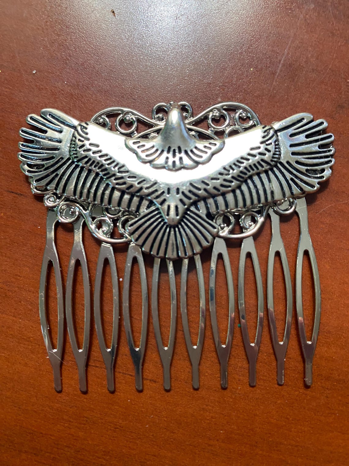 Silver Eagle Hair Comb: Soaring Hawk, Handcrafted - Etsy
