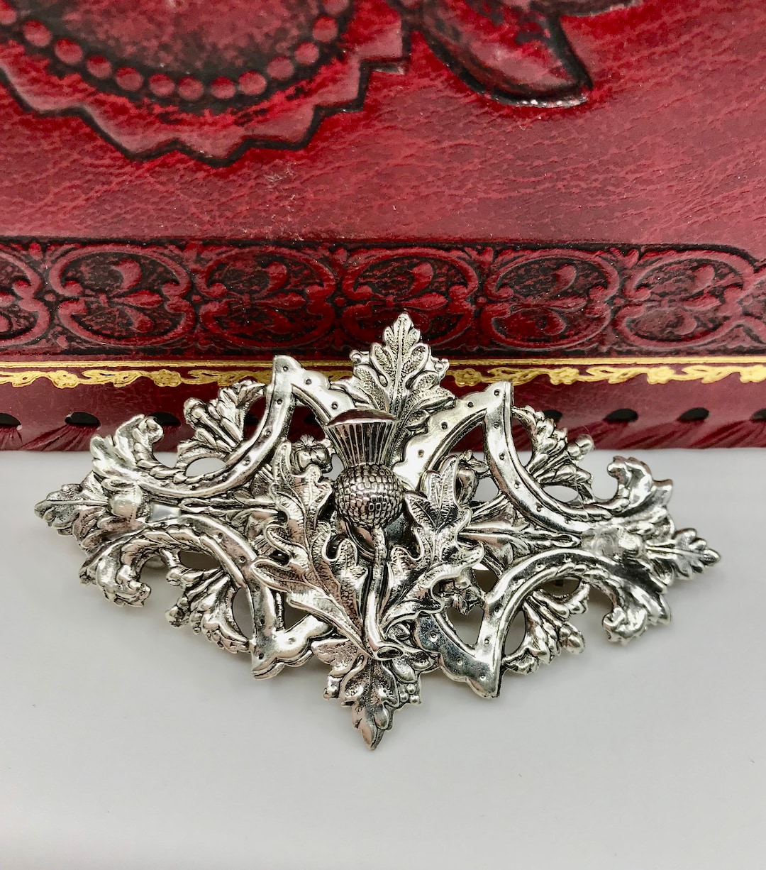 Scottish Thistle Hair Clip, Silver Filigree Barrette - Etsy