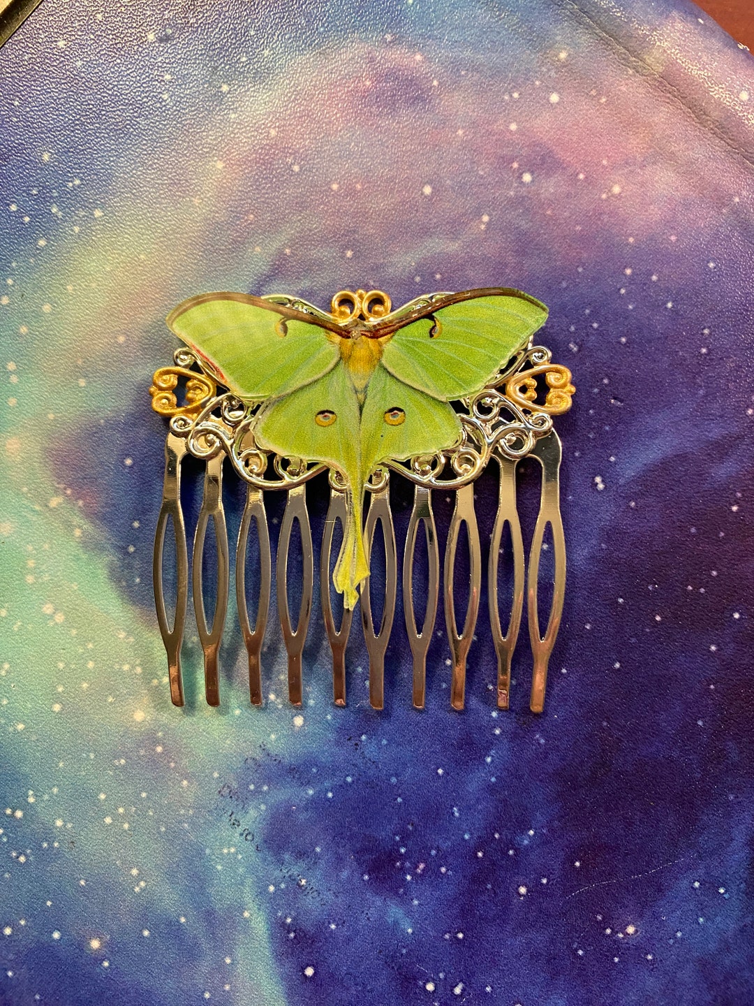 Luna Moth Hair Comb Colorful Little Luna Moth Hair Clips Decorative ...