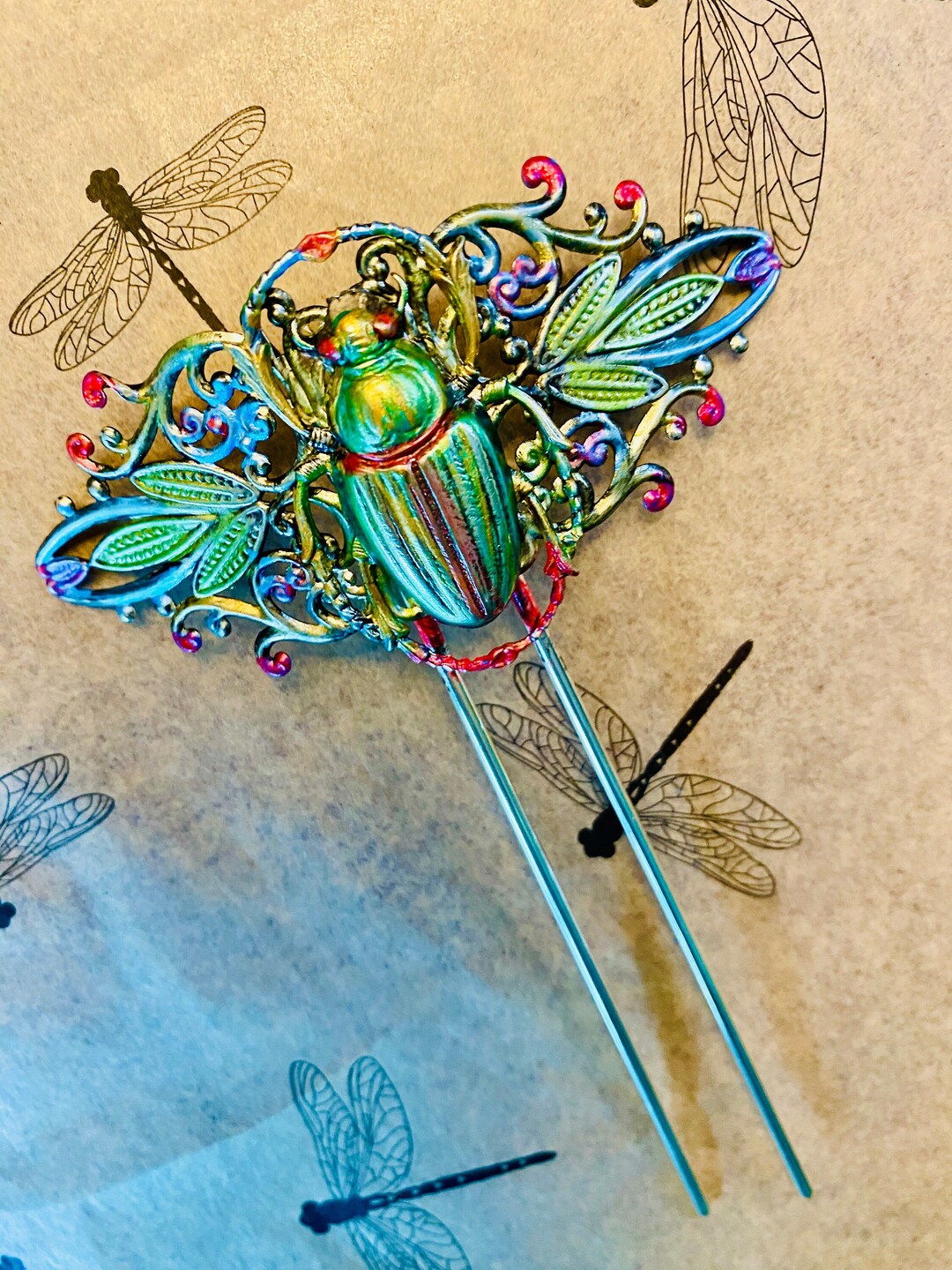 Silver Scarab Beetle Hair Comb Egyptian Hair Combs Bridal Hair ...