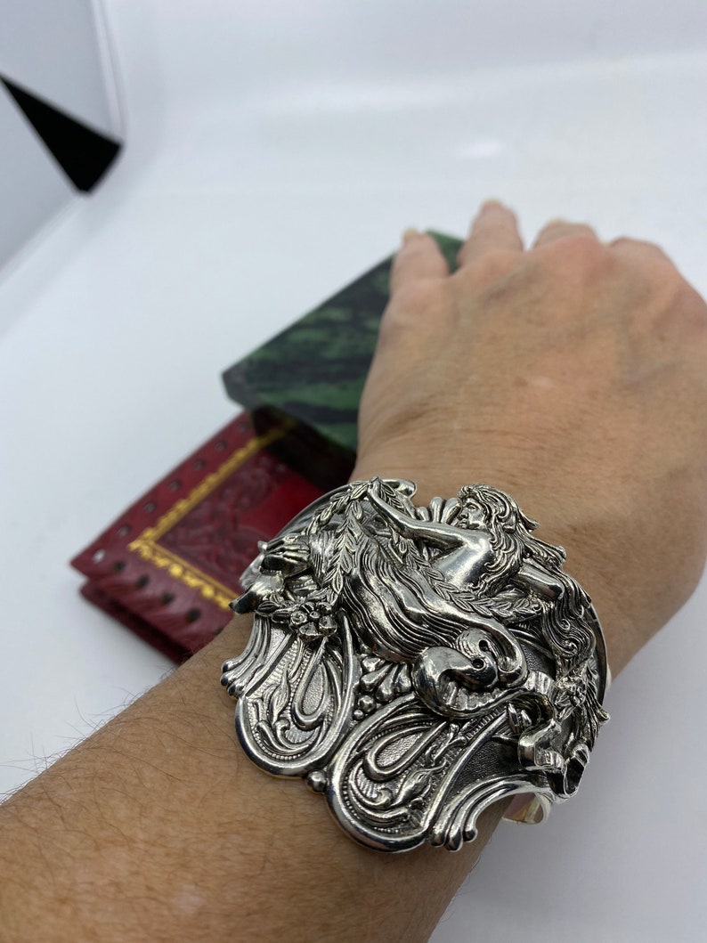 Art Nouveau Mermaid Cuff Bracelet, Silver Ox Finish, Nautical Jewelry ...