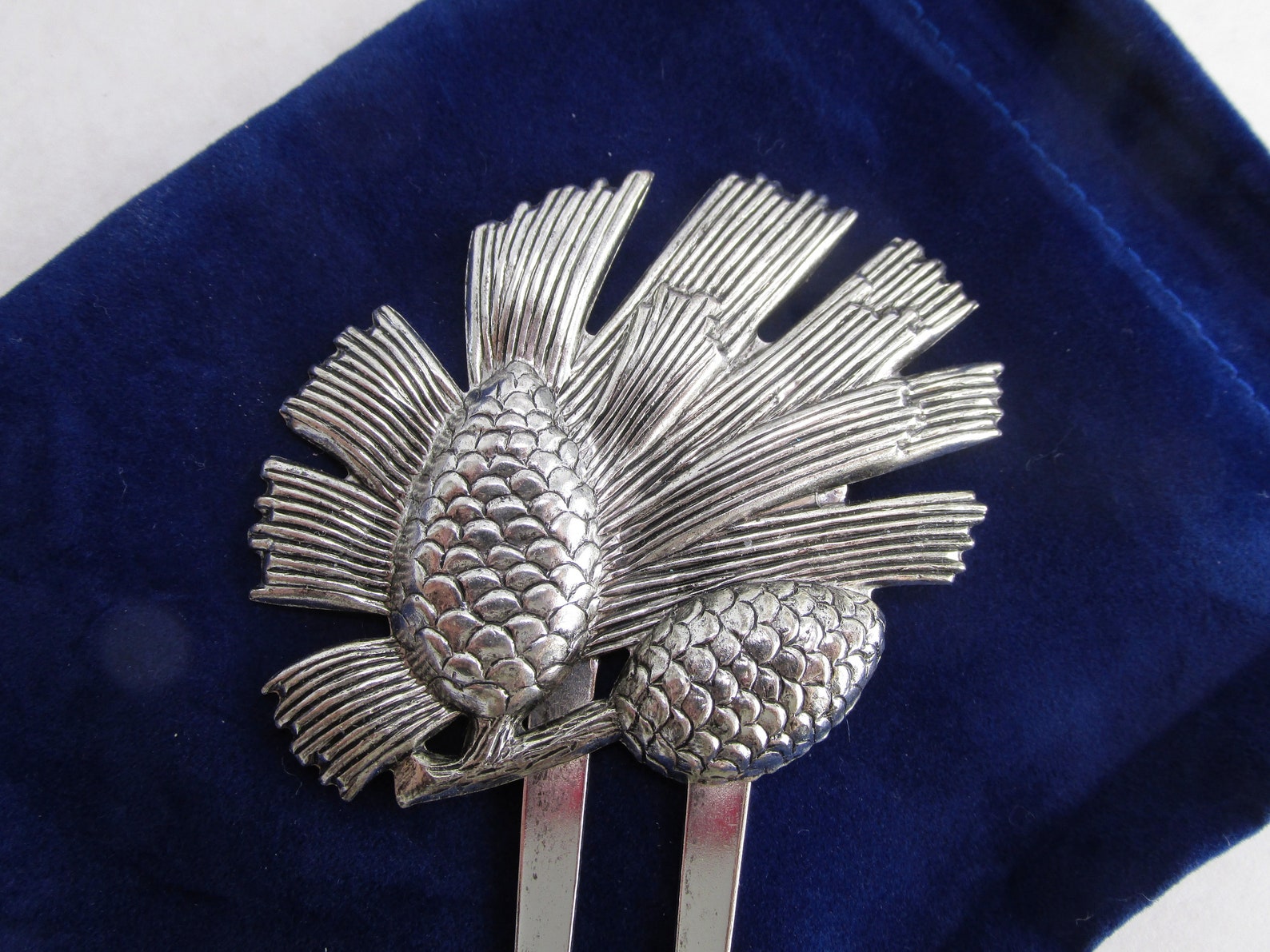 Pine Cone Hair Comb Vintage Hair Combs Pine Burrs Long Silver - Etsy