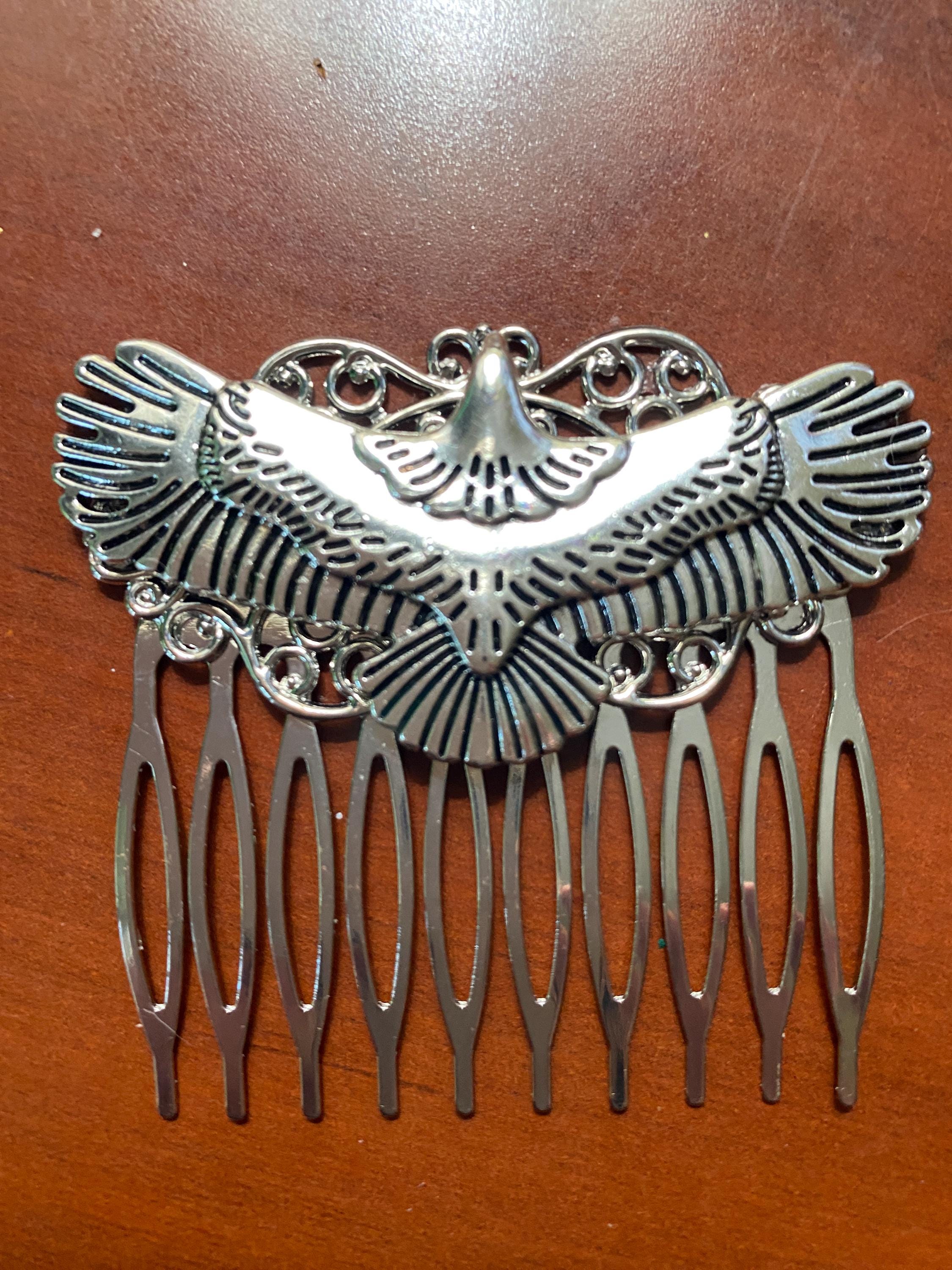 Silver Eagle Hair Comb: Soaring Hawk, Handcrafted - Etsy