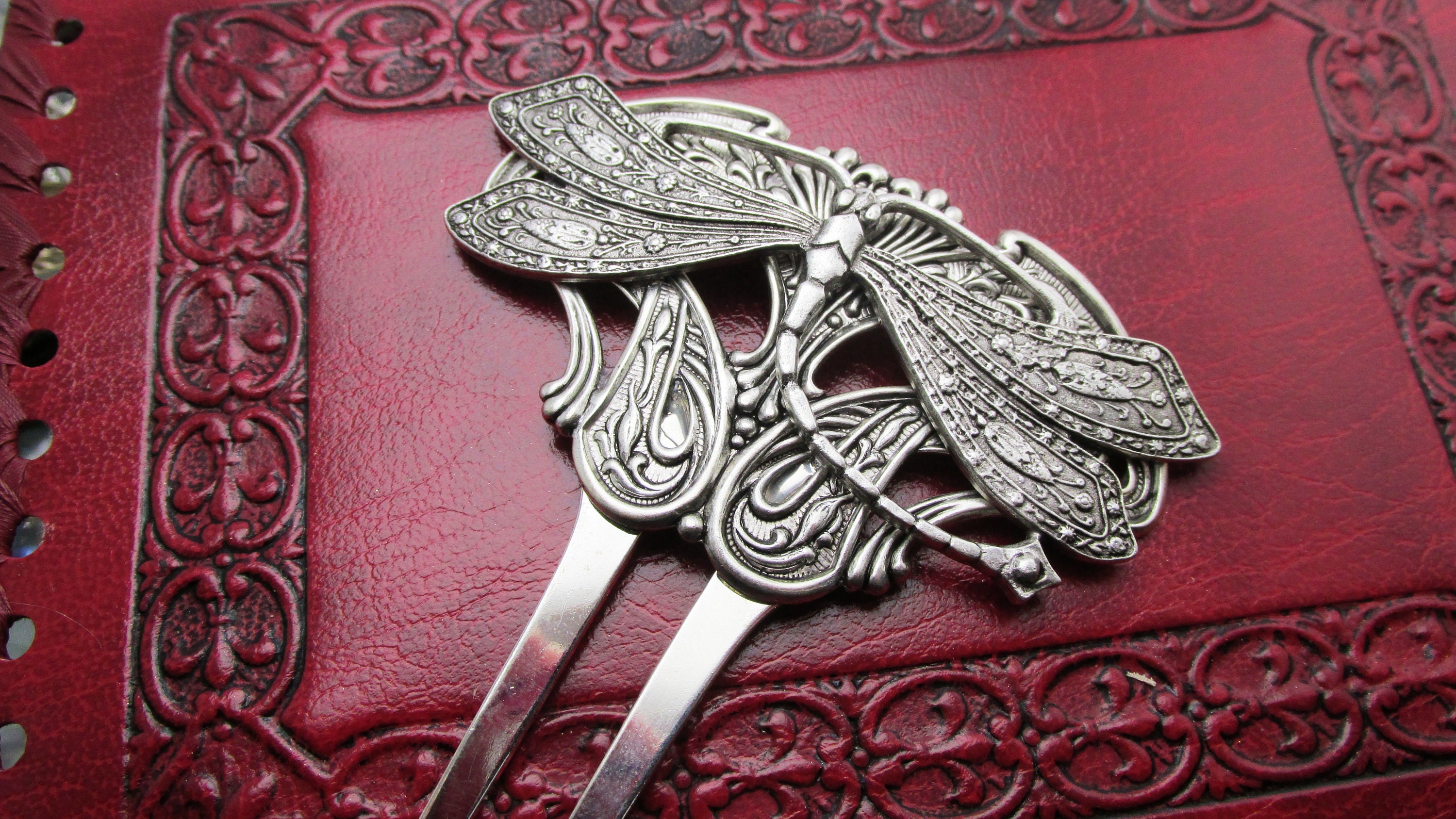 Dragonfly Hair Comb Decorative Hair Combs Large Dragonfly Art Nouveau ...