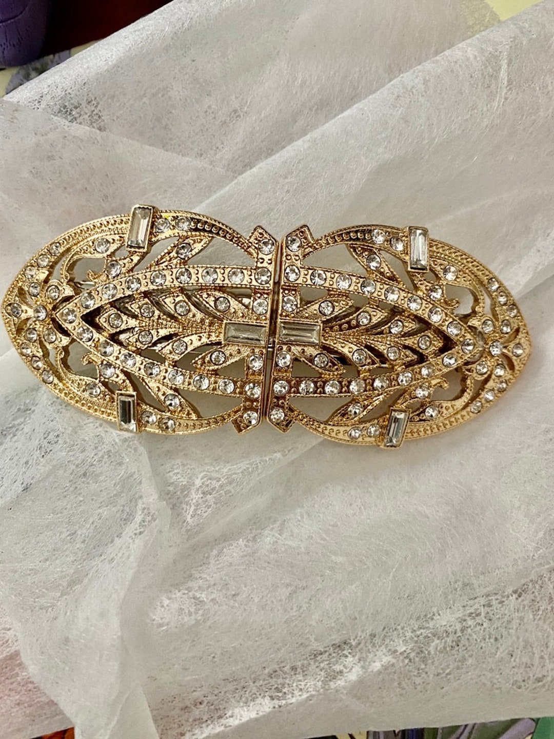 Art Deco Style Hair Clip Clear Crystals Baroque Barrette Hair Clips ...
