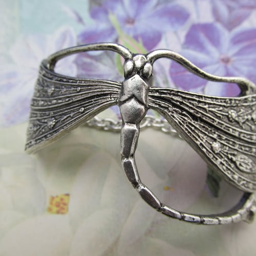Art Deco Dragonfly Bracelet Silver Gorgeous Art Deco Dragonfly - Etsy