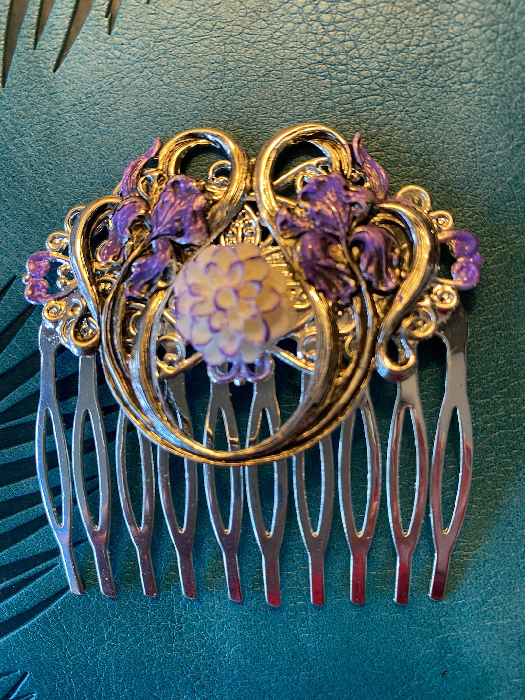 Iris Flower Art Deco Style Hair Comb Iris Bridal Hair Accessories ...