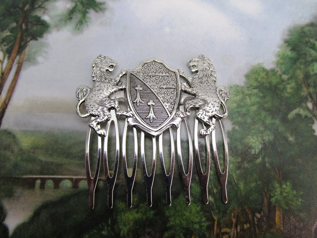 Coat of Arms Hair Comb Lion Hair Combs Bridal Hair Accessories ...