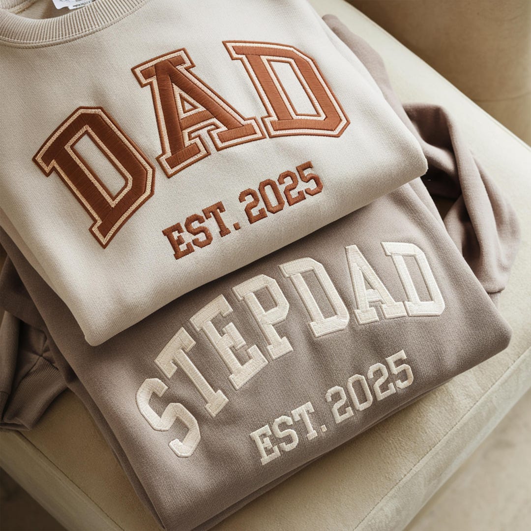 Personalized Dad Embroidered Sweatshirt, Custom Name Sweatshirt With ...