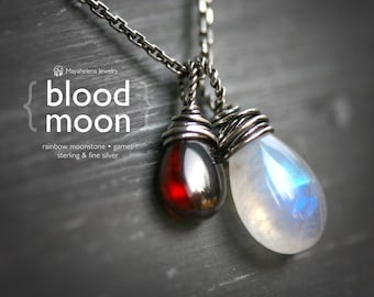 Blood Moon Necklace Blood Moon Pendant Crimson Moon - Etsy