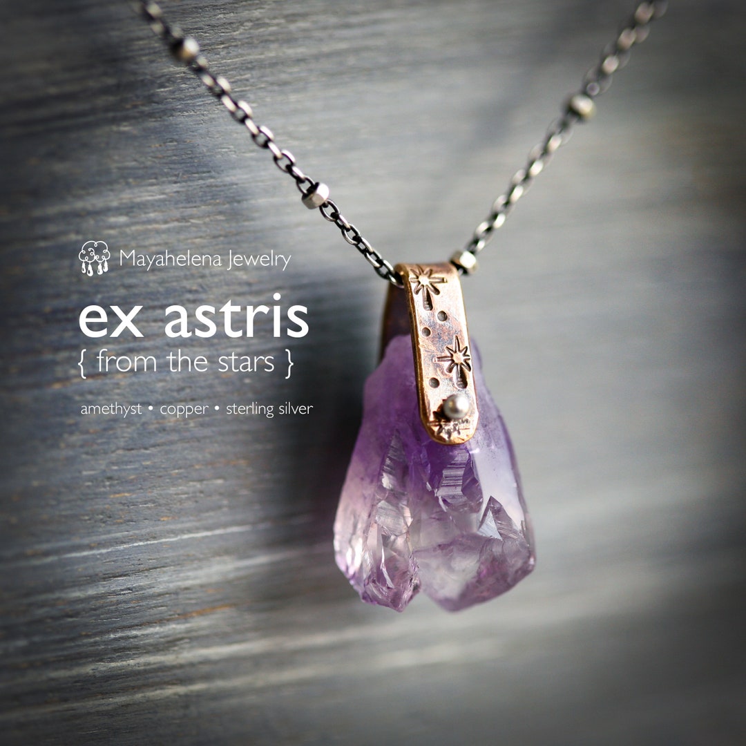 Ex Astris From the Stars Amethyst Crystal Brass Sterling - Etsy