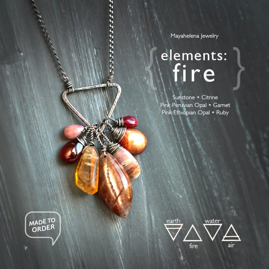 Elements: Fire Alchemy Symbolism Sterling Silver Pendant - Etsy