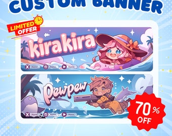 Custom Twitch Banner, Custom Chibi Cute Banner, Header, Social Media ...