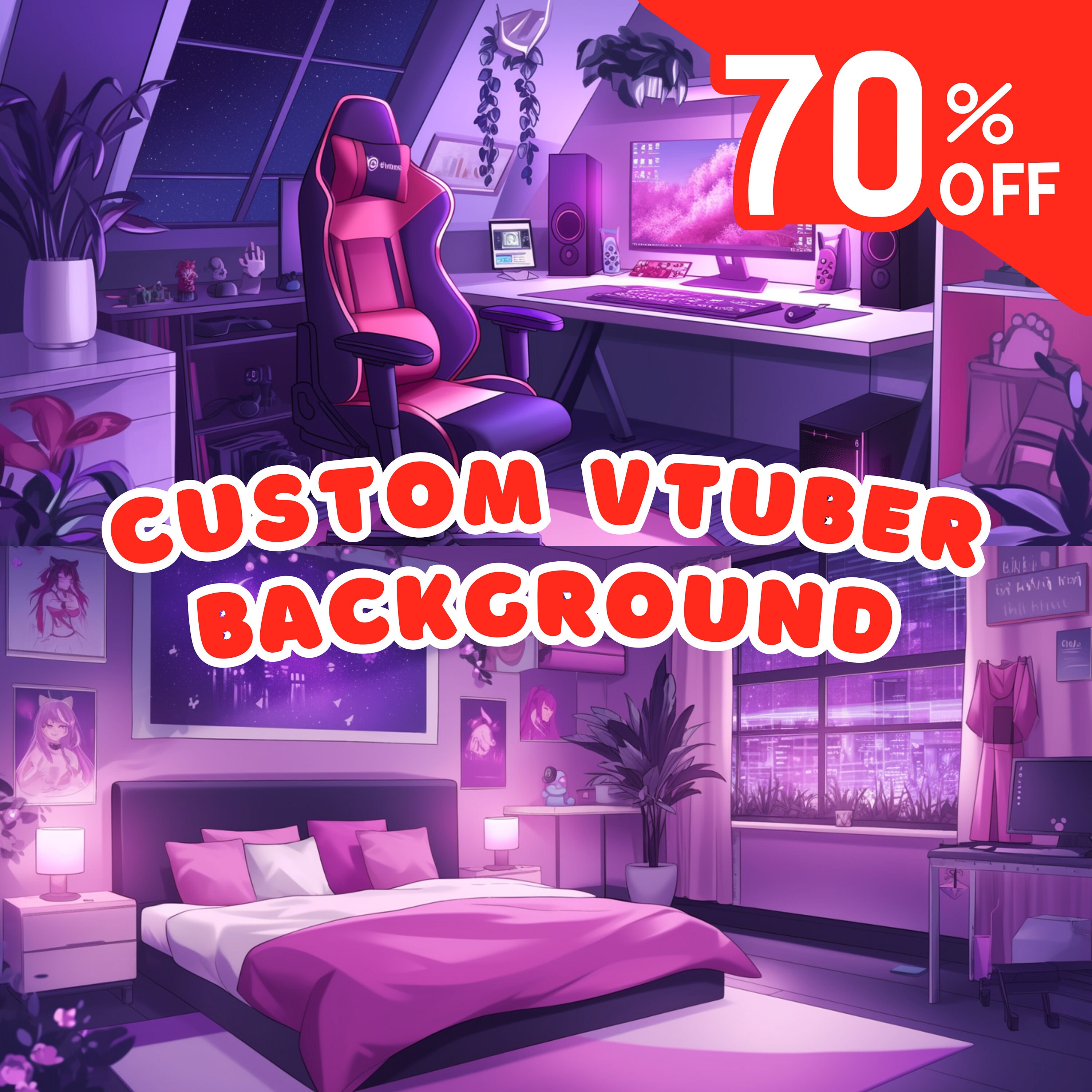 Custom Vtuber Background, Twitch Background, Vtuber Assets, Vtuber Room ...