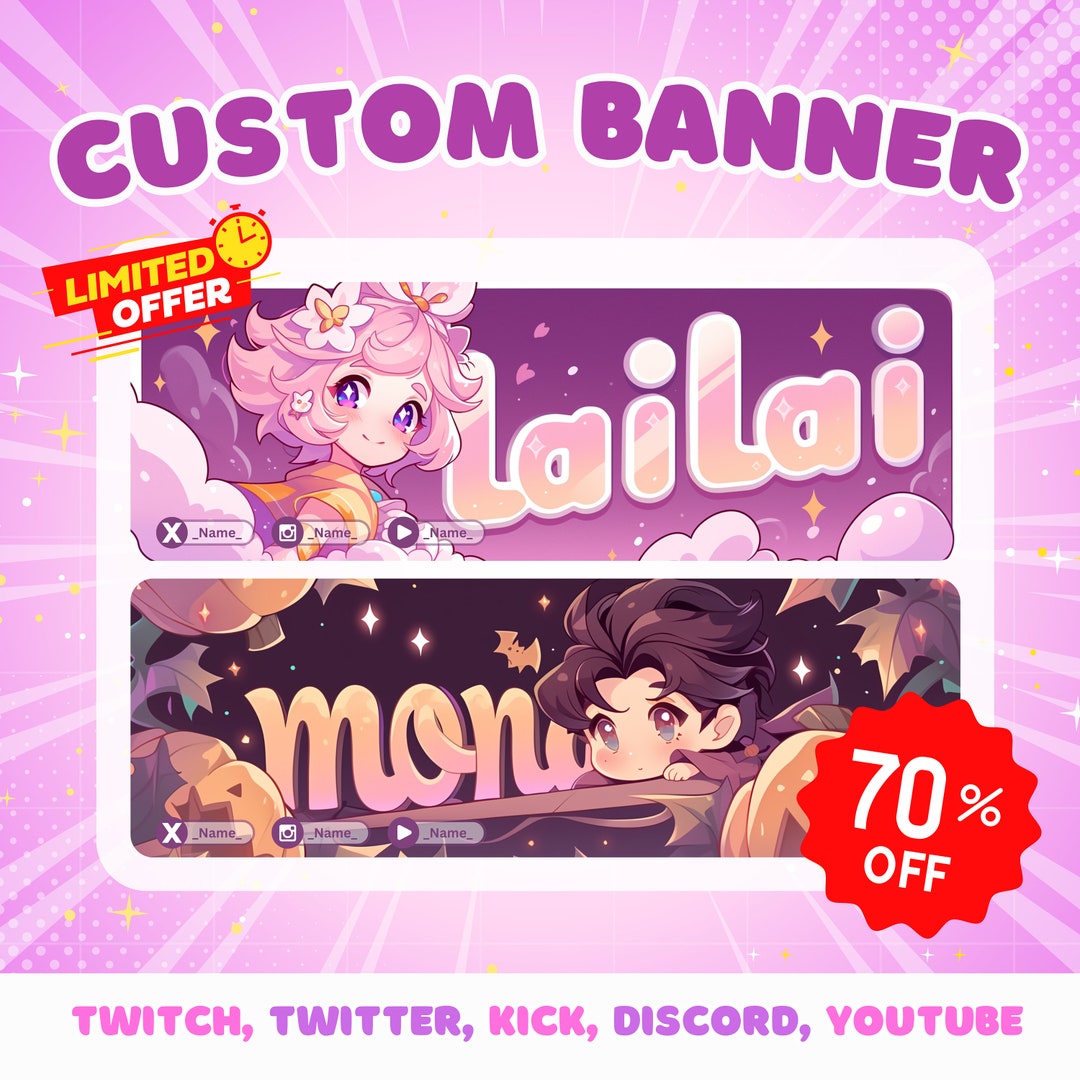 Custom Twitch Banner, Custom Chibi Cute Banner, Header, Social Media ...