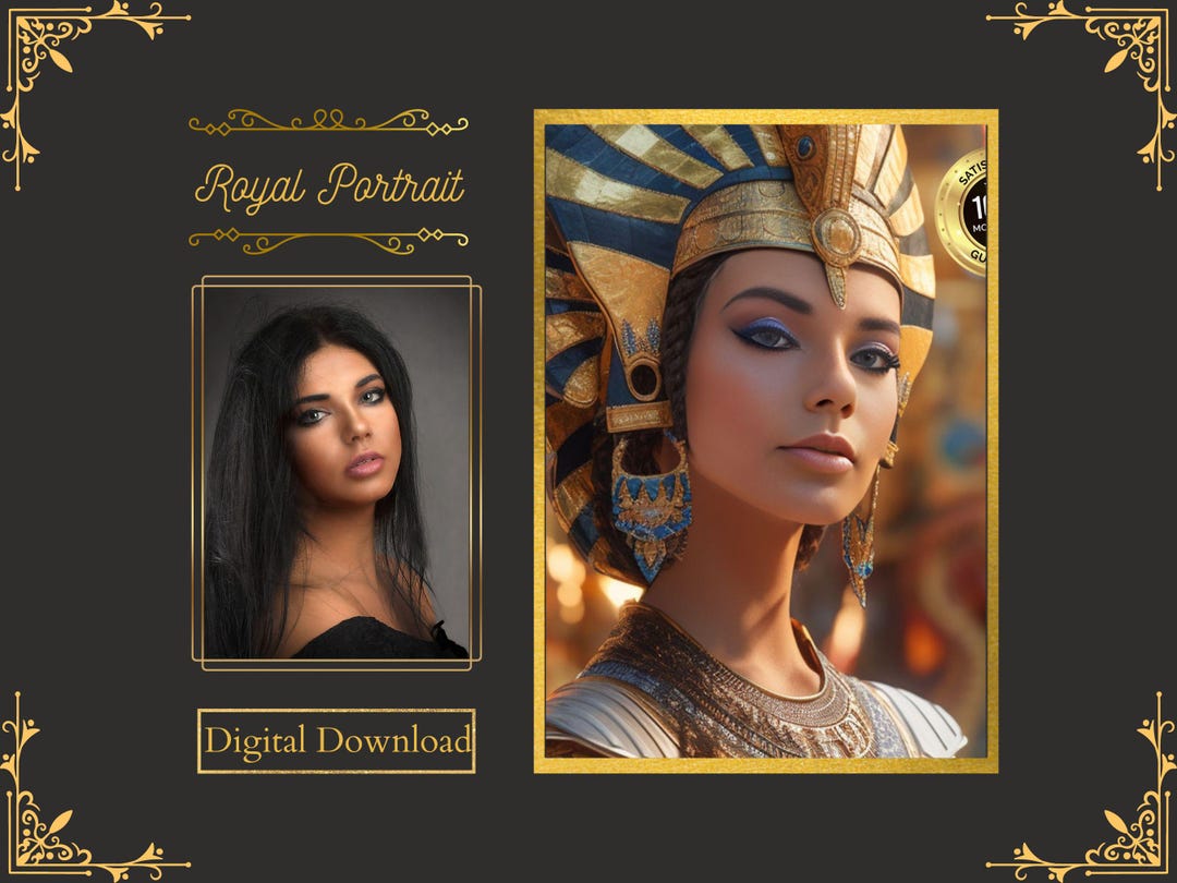 Custom Cleopatra Pharaoh Portrait From Photo, Egyptian Queen Art ...