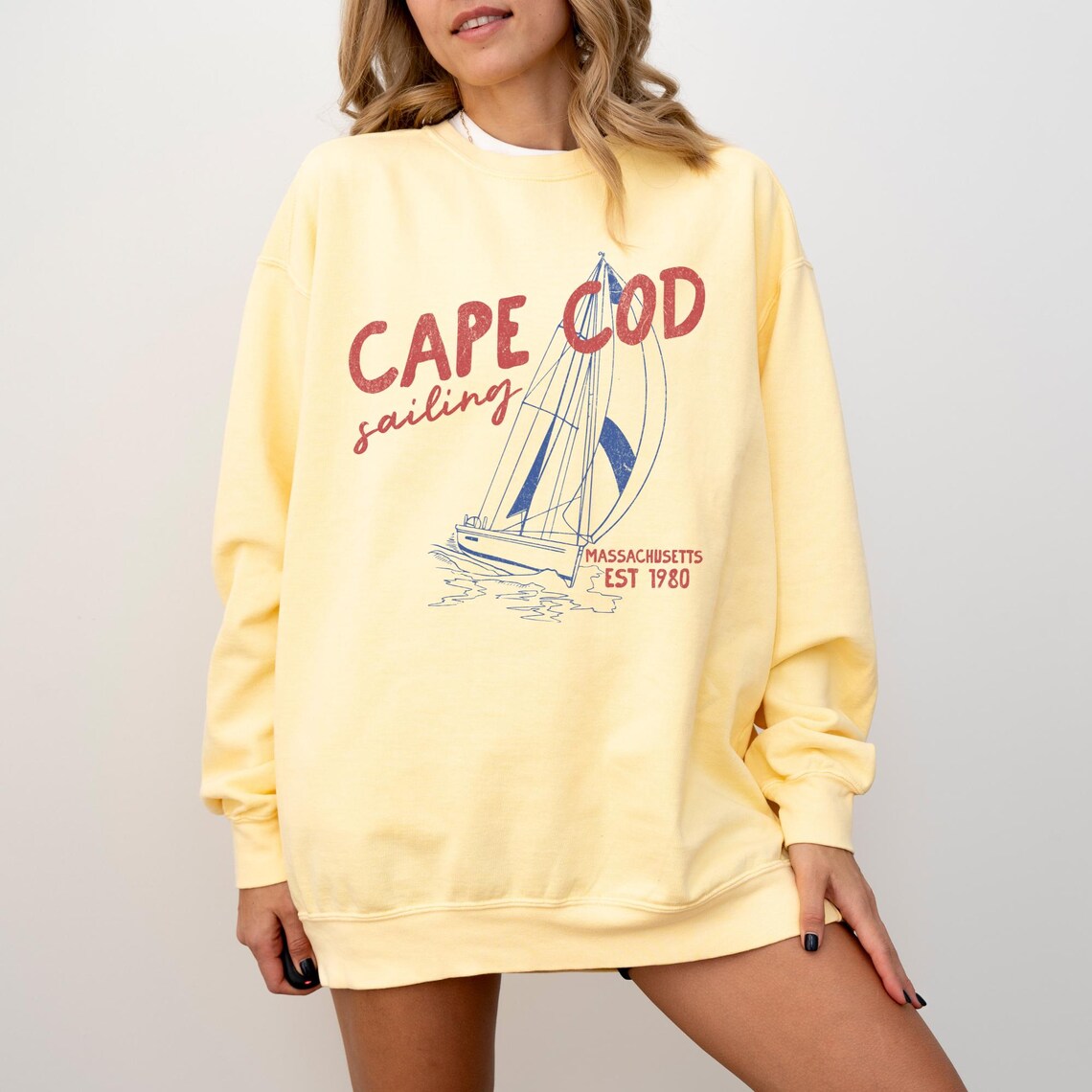 Cape Cod Sailing Comfort Colors Lightweight Cotton Crewneck Sweatshirt ...