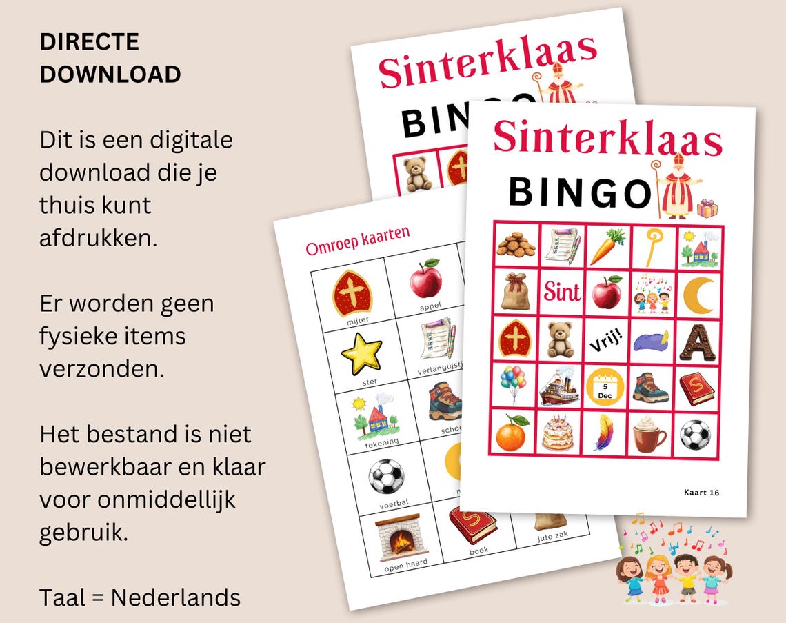 Sinterklaas Bingo, 30 Bingo Cards Sinterklaas Party Game, Printable ...