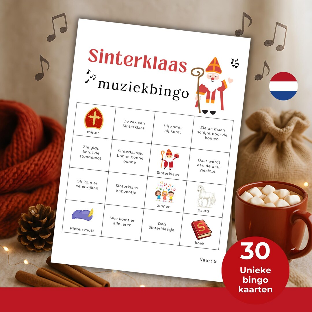 Sinterklaas Music Bingo, 30 Sinterklaas Bingo Cards, Sinterklaas Songs ...