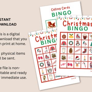 Printable Christmas Bingo, 30 Unique Bingo Cards, Family Christmas ...