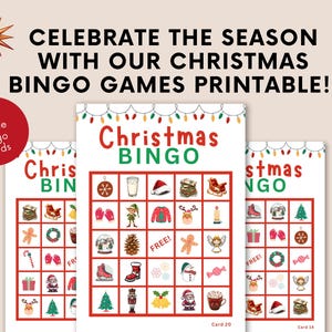 Printable Christmas Bingo, 30 Unique Bingo Cards, Family Christmas ...