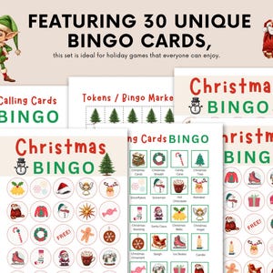 Printable Christmas Bingo, 30 Unique Bingo Cards, Family Christmas ...