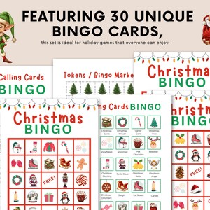 Printable Christmas Bingo, 30 Unique Bingo Cards, Family Christmas ...