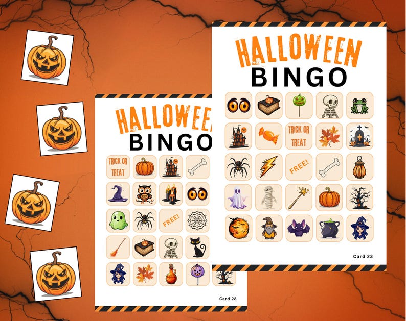 Halloween Bingo, 30 Unique Halloween Bingo Cards, Halloween Activity ...