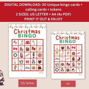 Printable Christmas Bingo, 30 Unique Bingo Cards, Family Christmas ...