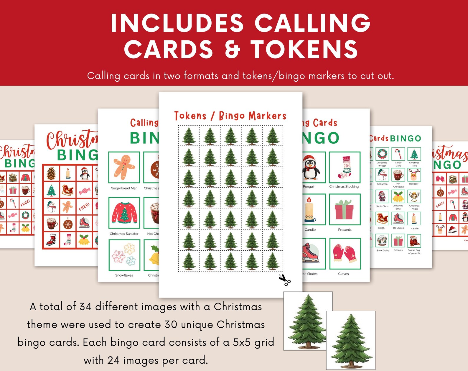 Printable Christmas Bingo, 30 Unique Bingo Cards, Family Christmas ...