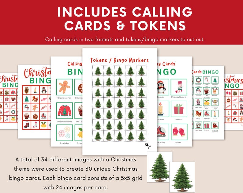 Printable Christmas Bingo, 30 Unique Bingo Cards, Family Christmas ...