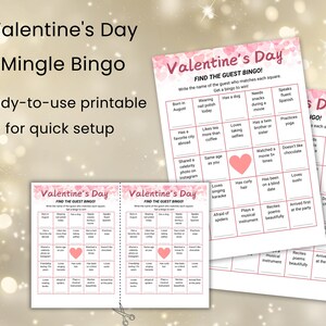 Valentines Day Mix and Mingle Bingo, Find the Guest Bingo, Valentine ...