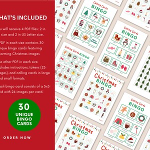 Christmas Bingo, 30 Unique Bingo Cards, Christmas Party Games, Xmas ...