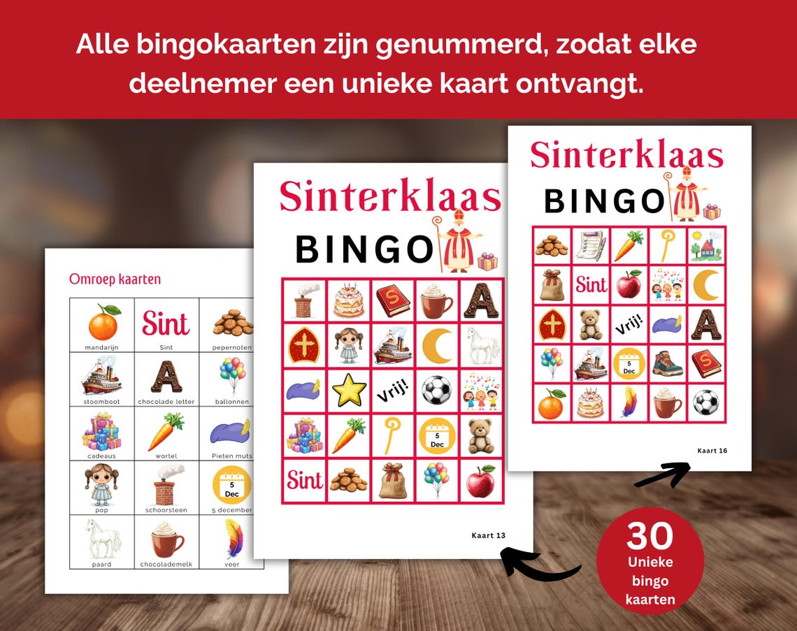 Sinterklaas Bingo, 30 Bingo Cards Sinterklaas Party Game, Printable ...