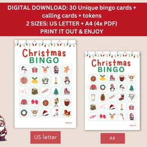 Christmas Bingo, 30 Unique Bingo Cards, Christmas Party Games, Xmas ...