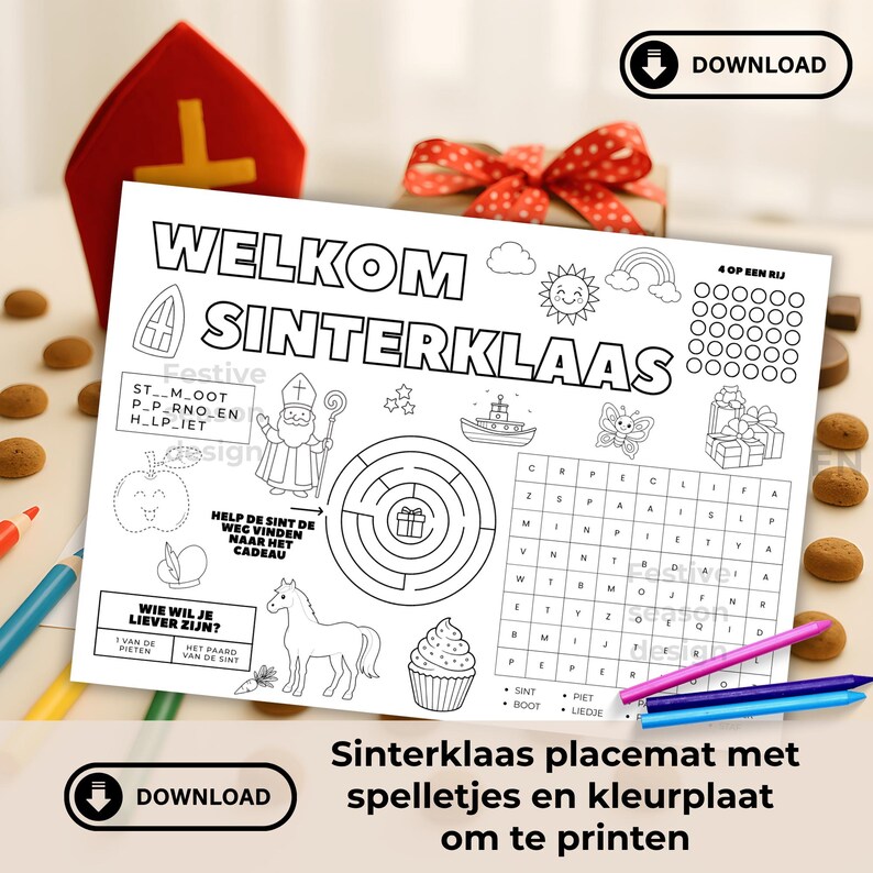 Sinterklaas Coloring Page Placemat, Sinterklaas Games & Sinterklaas ...
