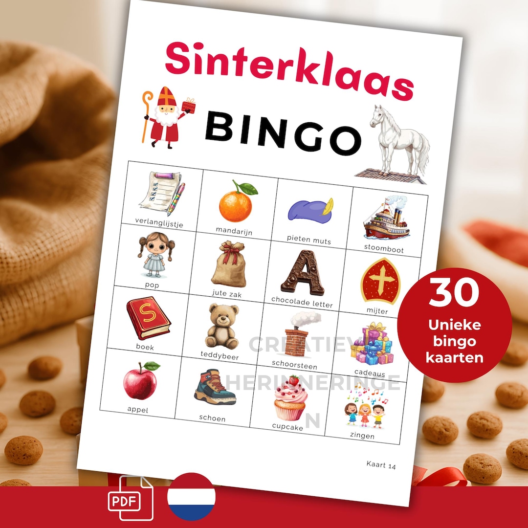 Sinterklaas Bingo 30 Bingo Cards, Sinterklaas Game for Children ...