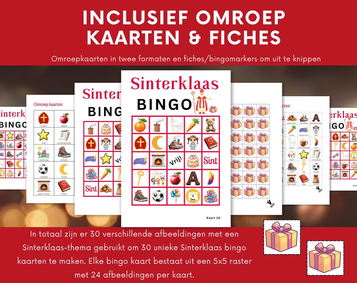Sinterklaas Bingo, 30 Bingo Cards Sinterklaas Party Game, Printable ...
