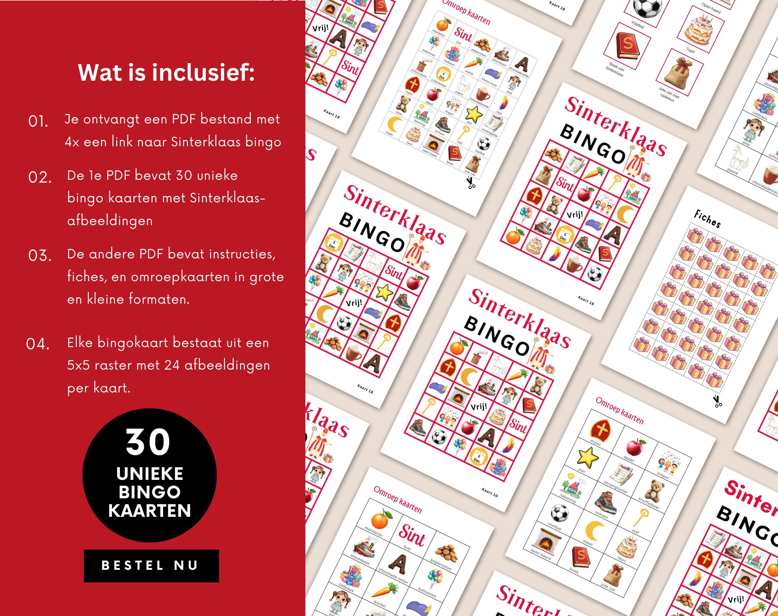 Sinterklaas Bingo, 30 Bingo Cards Sinterklaas Party Game, Printable ...