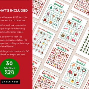 Printable Christmas Bingo, 30 Unique Bingo Cards, Family Christmas ...